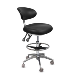 limkomes medical dental assistant stool with adjustable backrest rolling ergonomic swivel seating dentist chair for clinics, dental office, lab-black