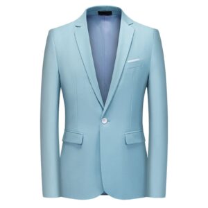 men slim fit daily blazer one button lapel slim fit business jacket solid casual formal wedding party sport coat (light blue,4x-large)