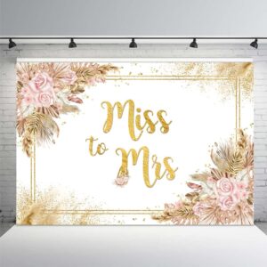 mehofond boho miss to mrs backdrop bridal shower chic pink flowers bride to be engagement photo studio banner pampas grass photography background decoration cake table supplies 7x5ft