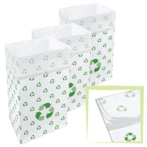 clean cubes 30 gallon multi-liner disposable trash cans (3-pack). reusable garbage and recycling bins for parties, events, and more (recycle pattern - 30” height x 17” width x 14” depth) (recycle)