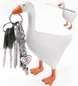 magnetic key holder,cute goose resin statue home decor,animal figurines keys holder, for keys,glasses, bells,kawaii room table desk decor sculpture funny bedroom decor housewarming gift (orange)