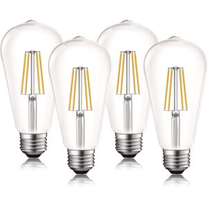 luxrite vintage led edison bulbs 75w equivalent, st19 st58, 3000k soft white, 800 lumens, dimmable led filament bulb, 8w, tear drop glass, damp rated, ul listed, e26 medium base (4 pack)