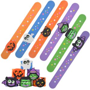 welkin 6pcs halloween slap bracelets for kids,colorful silicone bracelet, soft and safe slap bracelets party decorations favors，kids halloween party gift (halloween)