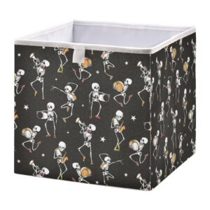 sletend cube storage bins skull collapsible storage baskets foldable fabric storage box for clothes, toys 11" x 11" x 11"