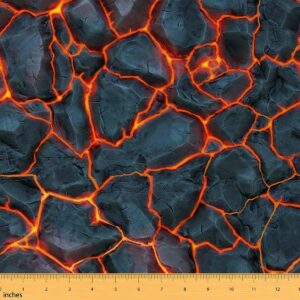 volcano fabric by the yard, volcanic rock upholstery fabric, halloween lava fluid liquid tapestries decorative fabric, nature indoor outdoor fabric, diy art waterproof fabric, orange black, 2 yards