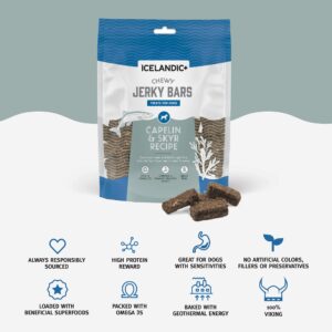 Icelandic+ Plus Chewy Jerky Bars Capelin, Skyr, & Seaweed Dog Treat 2.5-oz Bag