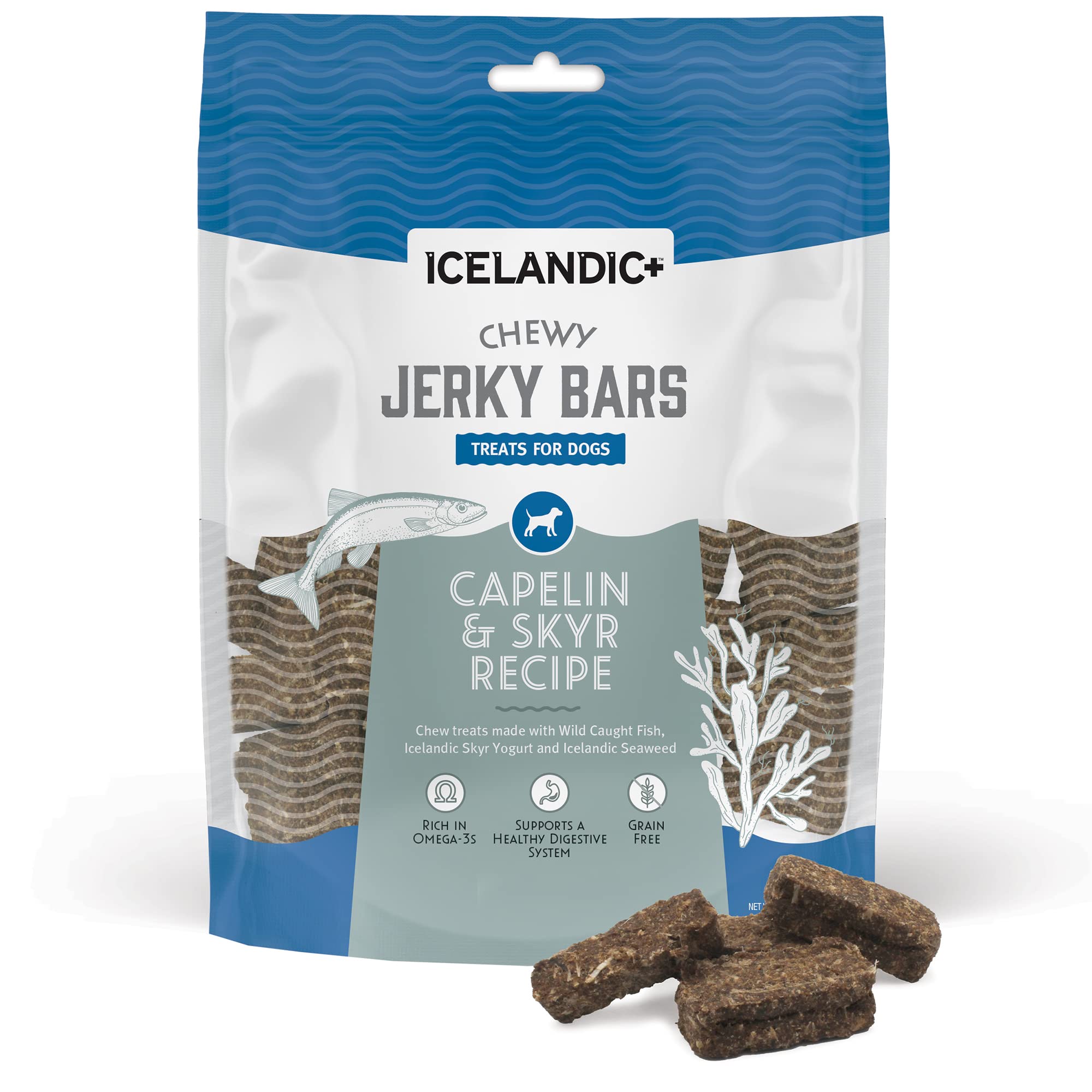 Icelandic+ Plus Chewy Jerky Bars Capelin, Skyr, & Seaweed Dog Treat 2.5-oz Bag