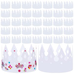 200 pcs white paper crowns diy birthday party crowns for kids, birthday party hats decorations baby shower party supplies (classic style)