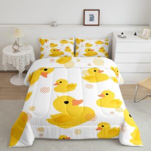 erosebridal cartoon duck comforter set for kids boys girls,lovely yellow duck bedding set,cute hand drawn duck duvet insert twin,lovely farmhouse animal quilt comforter with 1 pillowcase