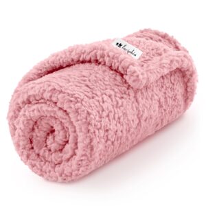 luciphia premium fleece dog puppy blanket soft pet sherpa calming cat blanket throw for small medium dog cat(pink,30x20 inches)