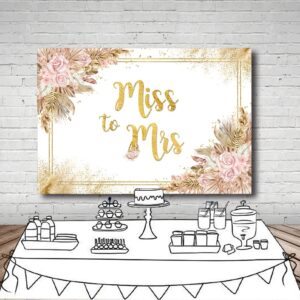 MEHOFOND Boho Miss to Mrs Backdrop Bridal Shower Chic Pink Flowers Bride to Be Engagement Photo Studio Banner Pampas Grass Photography Background Decoration Cake Table Supplies 7x5ft