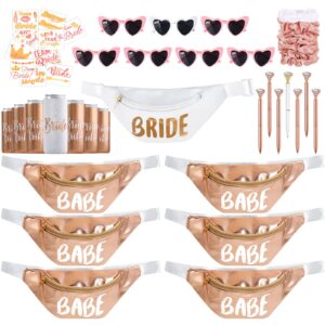 maitys 45 pcs bachelorette bride party favors 7 sets bridal shower gifts for bridesmaid wedding bride fanny pack sunglasses scrunchies pens cup sleeve tattoo bride shower decoration