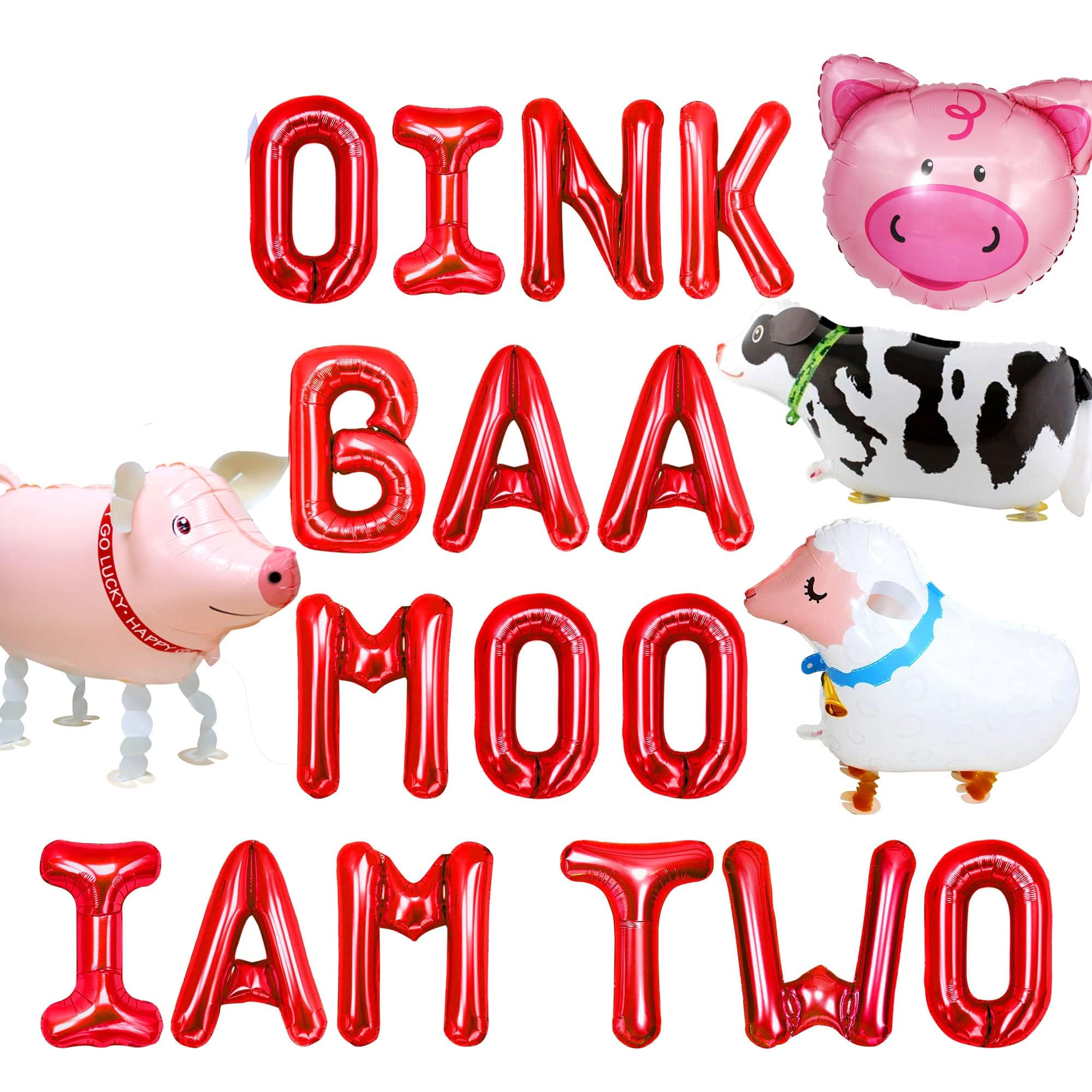 JeVenis oink baa moo i am two balloons moo moo i am two balloons farm 2nd birthday decoration barnyard 2nd birthday decoration holy cow i am two decoration