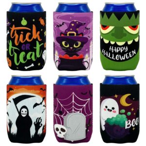 12pcs halloween can coolers sleeves –trick or treat clover beer beverage party supplies decorations favors