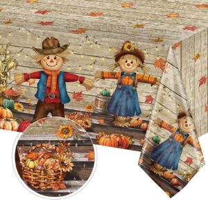 fall thanksgiving tablecloth plastic fall party table cover autumn harvest pumpkin leaves tablecloth decoration for fall thanks harvest party table decor supplies, 54 x 108 inches (3 pack)