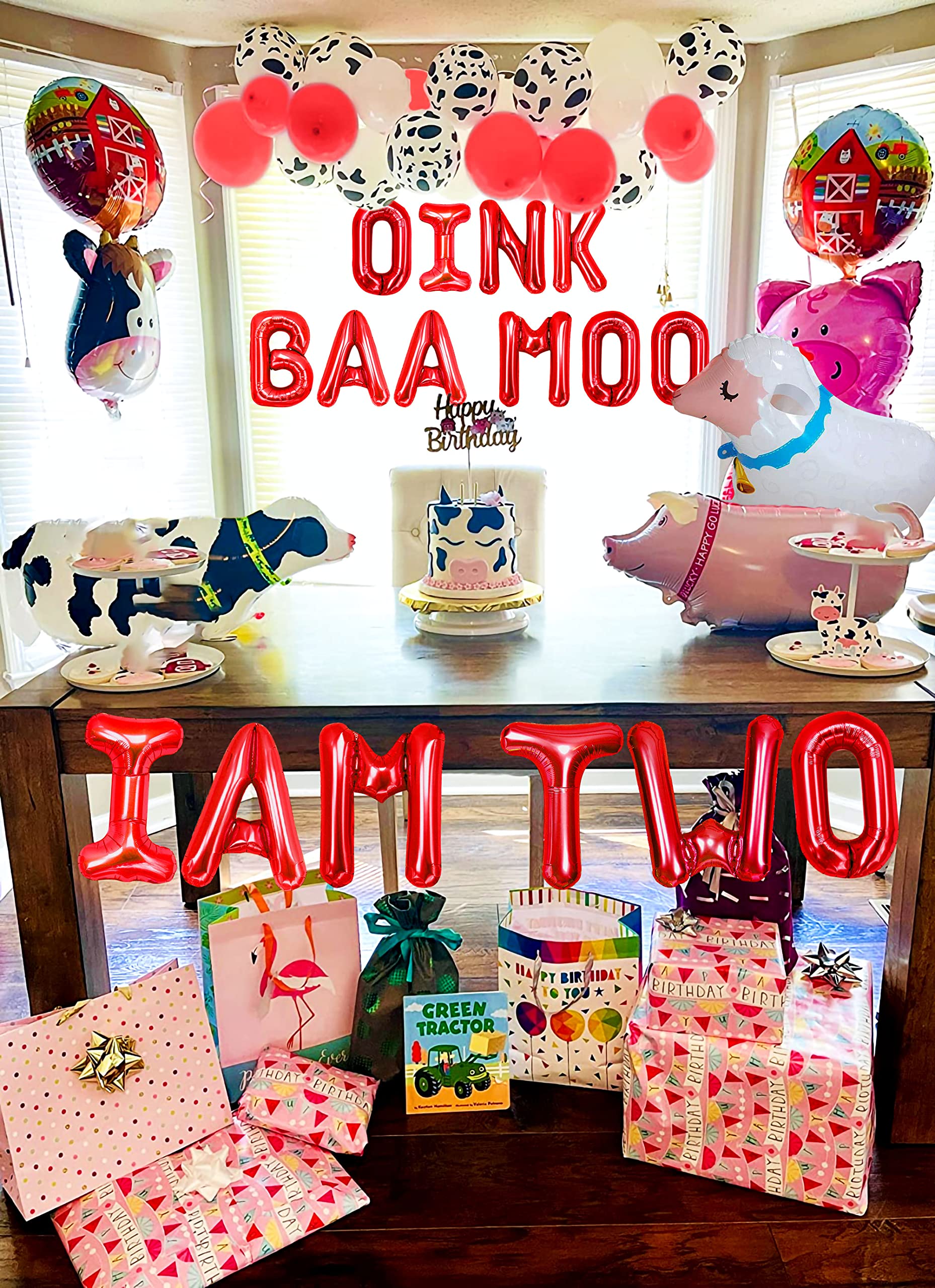 JeVenis oink baa moo i am two balloons moo moo i am two balloons farm 2nd birthday decoration barnyard 2nd birthday decoration holy cow i am two decoration