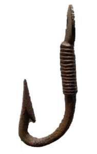 realistic rustic brown fish hook wall hooks - (set of 3)