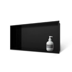 merranox shower niche, stainless steel shower niche, recessed niche shower for bathroom storage, no tiling required (24''×12'', matte black)