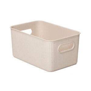 superio ribbed collection - eco-friendly decorative plastic open home storage bins organizer baskets, medium (1 pack) container boxes for organizing closet shelves drawer shelf 5 liter