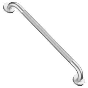 satin brushed nickel shower grab bars 24 inch w/anti-slip knurled grip, imomwee stainless steel wall mount bathroom safety balance handrail, handicap elderly senior assist textured grab bar handle