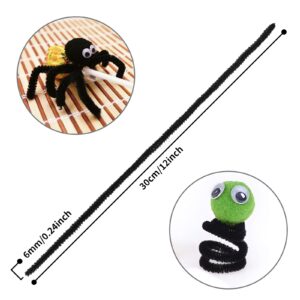 Cuttte Pipe Cleaners Craft Supplies - 100pcs Black Pipe Cleaners Craft Kids DIY Art Supplies, Pipe Cleaner Chenille Stems, Black Pipe Cleaners Bulk (6 mm x 12 inch)