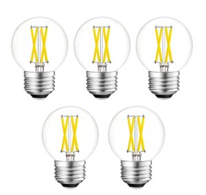 greeogin dimmable e26 led edison bulb, g16.5 led candelabra bulb 4w equal to 40w natural white 4000k,for pendant fixtures,chandeliers,vanity bulbs 5 pack