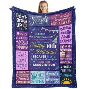 puekrtoa birthday gifts for 10 year old girl, 10 year old girl gift ideas, 10th birthday decorations for girls, 10th birthday gifts for girls, presents for 10 year old girls age 10 blanket 60x50 inch