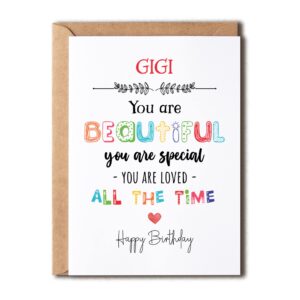 gigi you are beautiful you are special - gigi birthday card poem card for gigi - birthday card for gigi - card for gigi