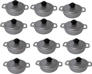 imusa usa (12 pack) 0.7qt traditional colombian mini caldero (dutch oven) for cooking and serving, 0.7 quart, silver (gau-80560kit)