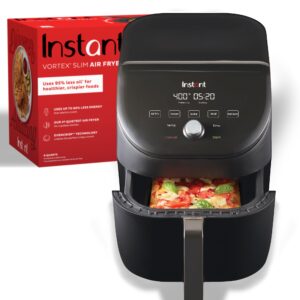 instant pot vortex slim xl 6qt air fryer that crisps, roasts, reheats, bakes, broils & is quiet, space saving, nonstick, dishwasher-safe, 100+ in-app recipes, from the makers of instant pot, black