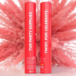 2 pack red powder poppers biodegradable powder cannons | tur party supplies | red biodegradable powder | launches up to 25ft | giant (12 in) | powder poppers for celebrations, festivals, and parties