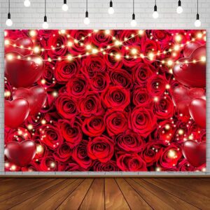 aibiin 7x5ft red rose floral photography backdrop valentine's day flower wall balloon background vintage romantic wedding couple girl bridal shower party decorations banner photobooth studio supplies