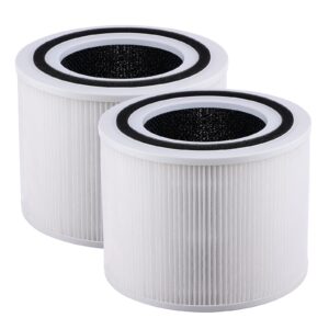 2 pack air purifier replacement filter for levoit core 300 and core 300s vortexair air purifier, h13 true hepa filter core 300-rf white