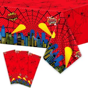 wiooffen 3 pcs spider themed tablecloths super movie hero spider tablecover for birthday party supplies table cover table decorations for kids boys baby shower party favors decorations