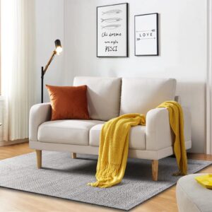 husbedom 50"(w) loveseat, small couches for small spaces, mini love seat sofa furniture for living room, bedroom, beige