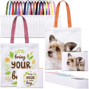 mafye 30 pack sublimation blanks tote bags, reusable grocery bags diy heat transfer canvas tote bags cosmetic makeup bags shopping bags with customized color for diy, advertising, christmas craft