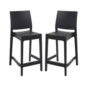 home square resin 25.6" counter stool in black - set of 2