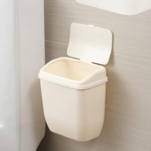 lelakaya white plastic dustbin trash can with lid wall mounted waste bin kitchen hanging ashbin for bathroom toilet punch-free bin