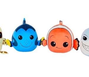 Mattel Disney100 Finding Nemo Cuutopia Plush Toys 4-Pack, Collectible Set of Soft 5-Inch Pillow Dolls Inspired by Fan-Favorites Nemo, Dory, Squirt & Bruce