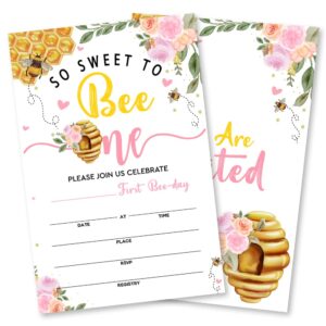 grace yonks so sweet to bee one party bee-day 1st birthday invitation, 20 invitations and envelopes, birthday party invitations, birthday party supplies.(042-1)