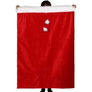 56 x 36 in jumbo christmas red velvet santa bag giant santa gift sack with cord drawstring christmas extra large santa claus bag sack christmas drawstring bag gift wrap bag for xmas present (1)