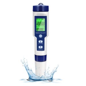 gudoqi digital ph meter, 5 in 1 water quality tester with backlight, ph/tds/ec/salinity/temp meter with atc, 0.01 resolution high accuracy pen type tester, for aquarium, spas, drinking water