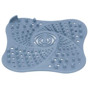 shower drain hair catcher, durable blue square hair stopper drain cover, drain hair catcher with suction cup for bathroom bathtub and kitchen easy to install and clean