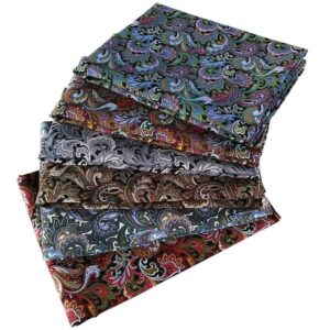 gigicloud 6 pcs quilting cotton fabric squares sheets, colorful paisley floral pattern cotton fabric quilting patchwork fabric sewing quilting bundle squares patchwork for sewing crafting project