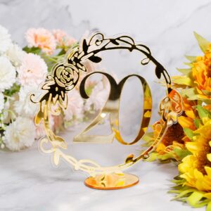 nawtor 20pcs gold acrylic table numbers lace table numbers with stands holder base elegant mirror table numbers for wedding party event catering