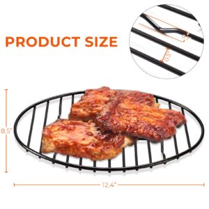 Oval Roasting Rack with Integrated Feet, Non-Stick Coating, Baking Rack Easy to Clean for Cooking, Roasting, Drying, Grilling 12×8.5 inches Black