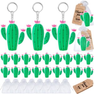 elecrainbow 120 pack cactus party favors include 40 keychains, 40 thank you tags and 40 goodie bags for cactus keychain return gift, mexican themed party, thanksgiving, baby shower, birthday, wedding