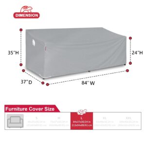 Turtle Life Patio Sofa Cover, Outdoor Heavy Duty Durable UV Water Resistant Anti-Fading Loveseat Cover with 2 Upgrade Air Vents and 2 Buckles, Gray, 84" W x 37" D x 35" H