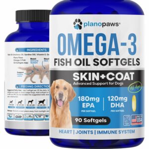 omega 3 fish oil for dogs - salmon oil for dogs - dog fish oil supplement may help shedding, allergy, itch relief - supports dry skin, joints - dog skin and coat supplement - 90 fish oil pills epa dha