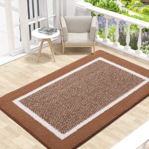 colorxy indoor door mat, non-slip absorbent resist dirt entrance mat, sturdy low-profile inside floor carpet mats, washable front entry doormats for entryway, 48''x32'', brown